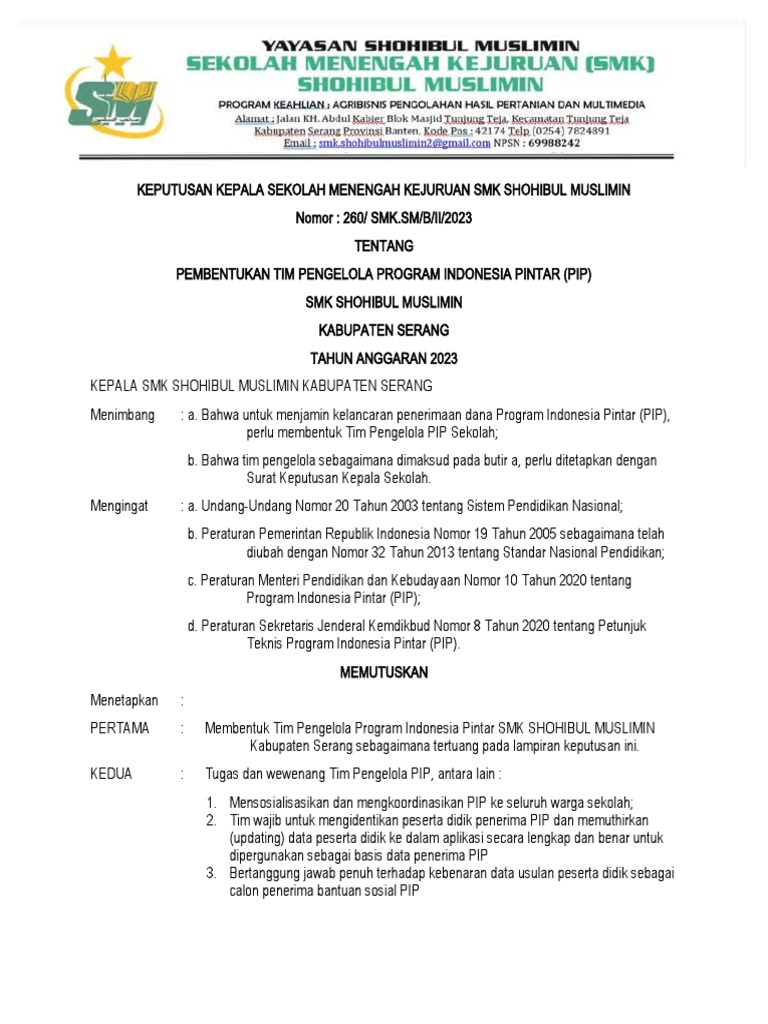 SK Tim Pip 2023 SMK | PDF