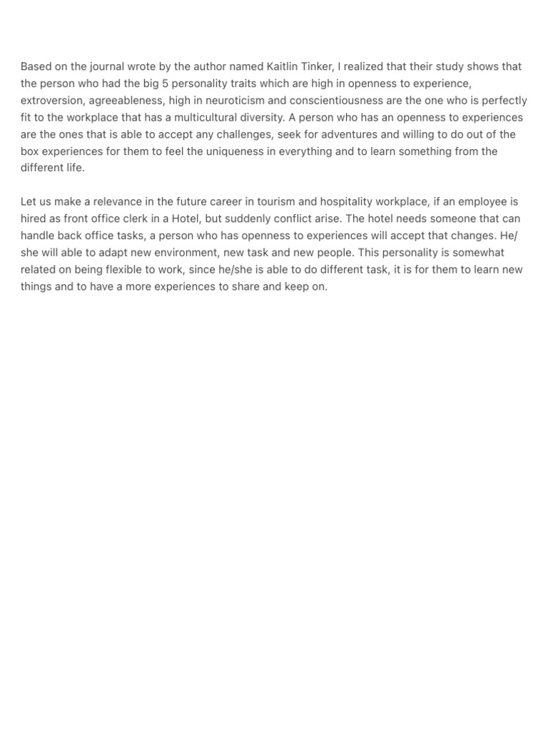 High in Openness To Experience | PDF