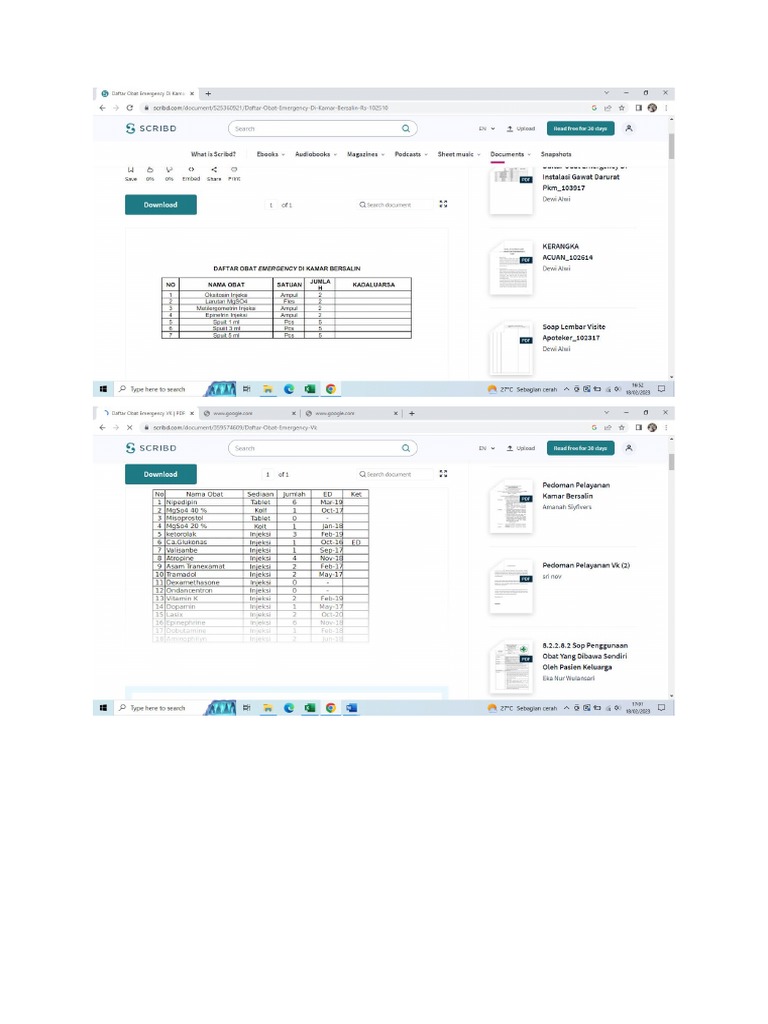 Daftar Obat Emergency Ruang Bersalin | PDF