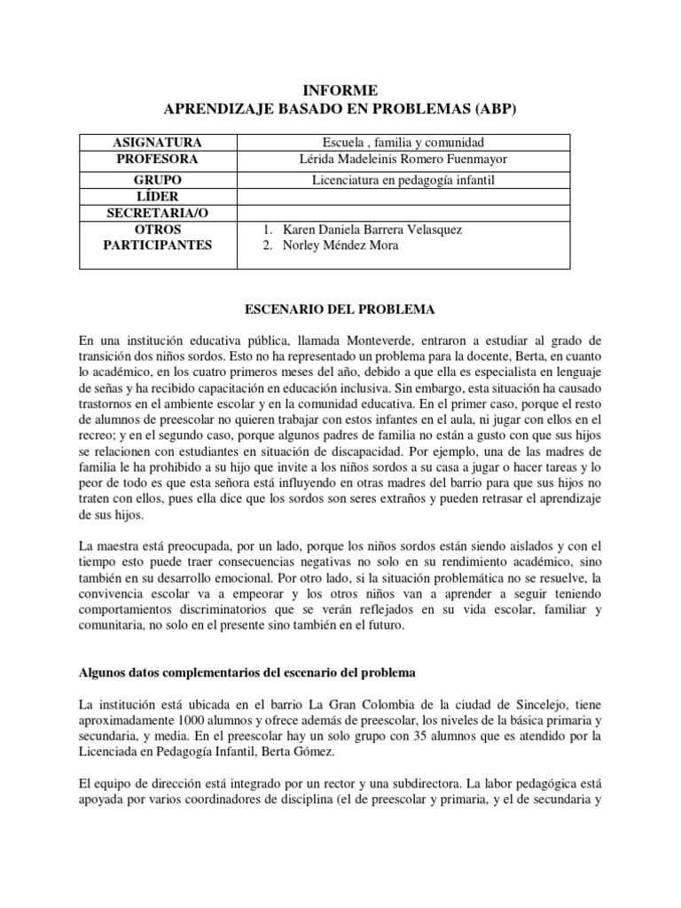 12.anexo 3. INFORME FINAL ABP | PDF | Inclusión (Educación) | Invalidez