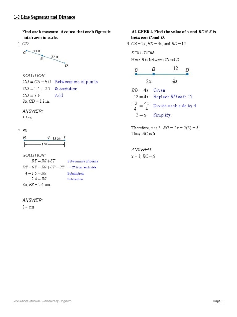 Line Segments and Distance Solutions | PDF | Triangle | Elementary Geometry