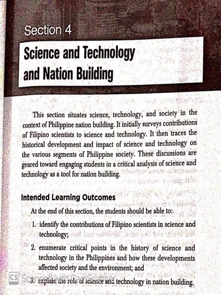 Mod 1 Sec 4 Science Technology and Nation Building | PDF