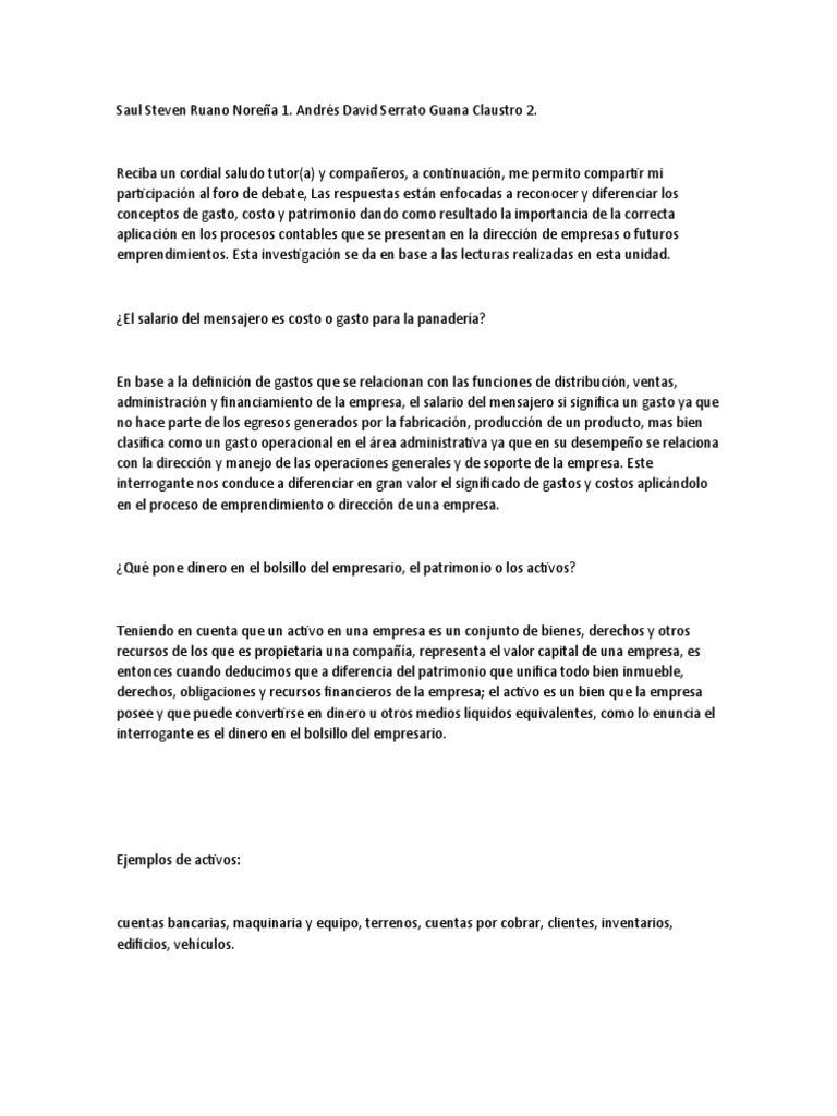 Foro U2 Contabilidad Financiera | PDF | Contabilidad | Economias