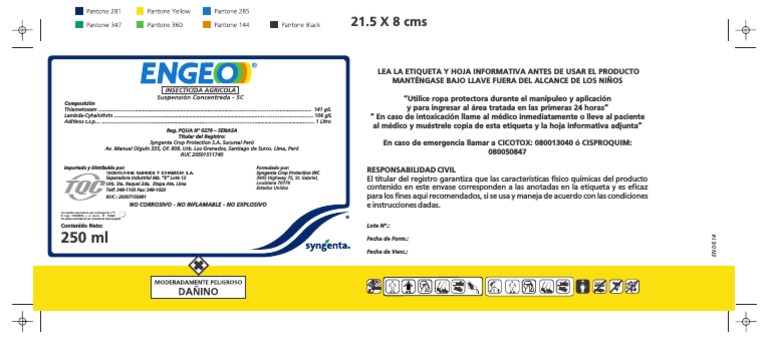 Etiq Engeo 247SC 250 CC (Peru-TQC) 772002195 | PDF