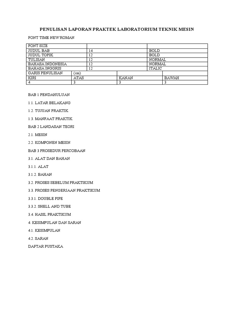 Penulisan Laporan Praktek Laboratorium Teknik Mesin | PDF