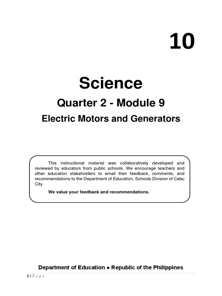 SCIENCE 10-Q2 Module 9 Week 9 REVISED | PDF | Electromagnetic Induction ...