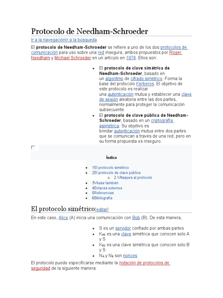 Protocolo de Needham | PDF | Clave (criptografía) | Criptografía de clave pública