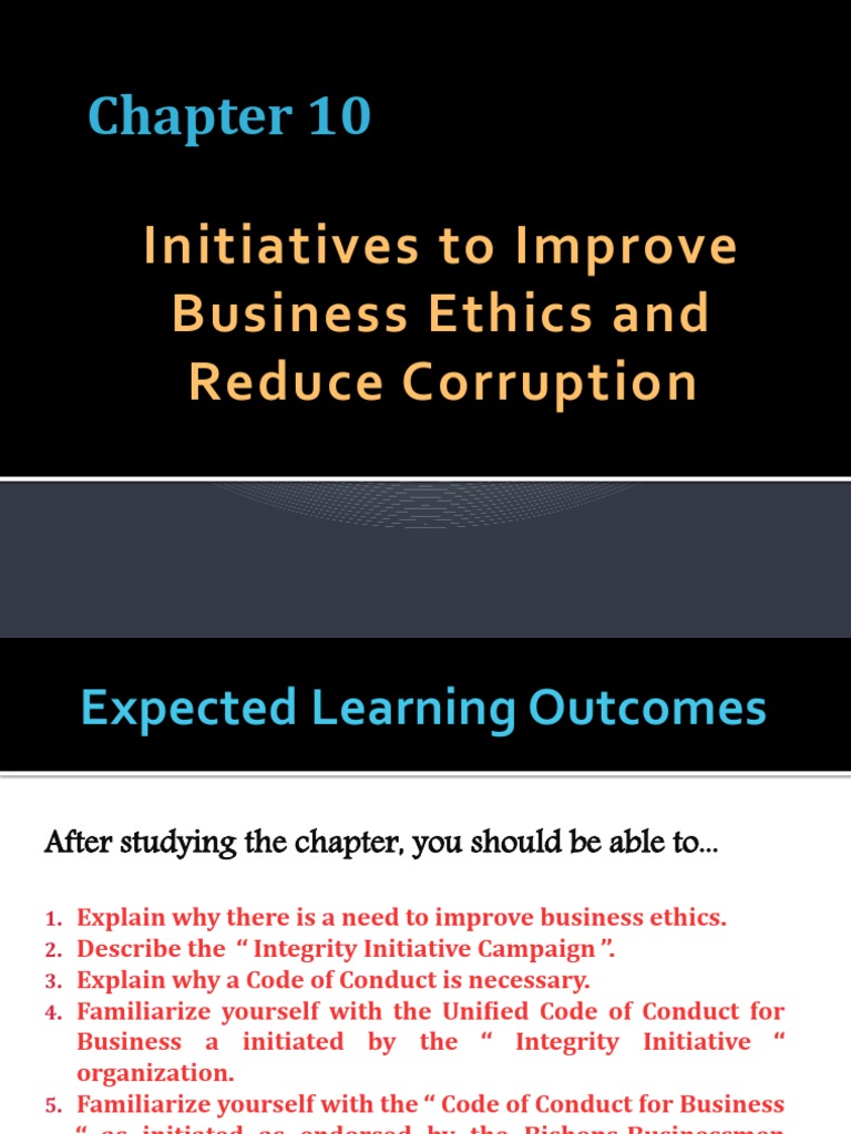 Chapter 10 Initiatives Ethics Reduce Corruption | PDF | Business ...