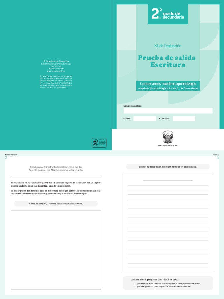 EVALUACION DE SALIDA COMUNICACIÓN ESCRITURA - 2° | PDF | Cognición