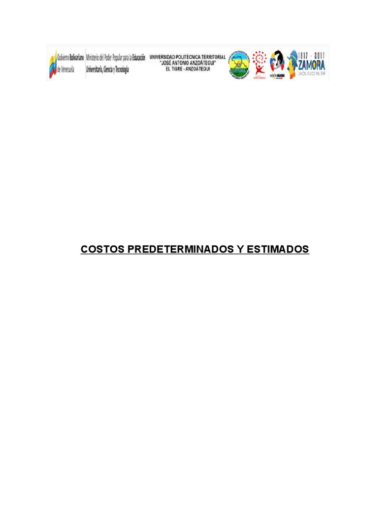 Costos Predeterminados y Estimados | Descargar gratis PDF | Costo ...