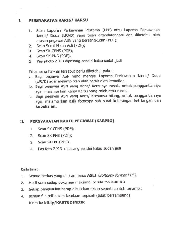 Syarat Karpeg Karis Karsu | PDF