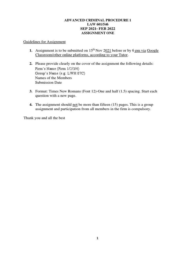 CPC I Assignment 1 2022 | PDF | Remand (Detention) | Prosecutor