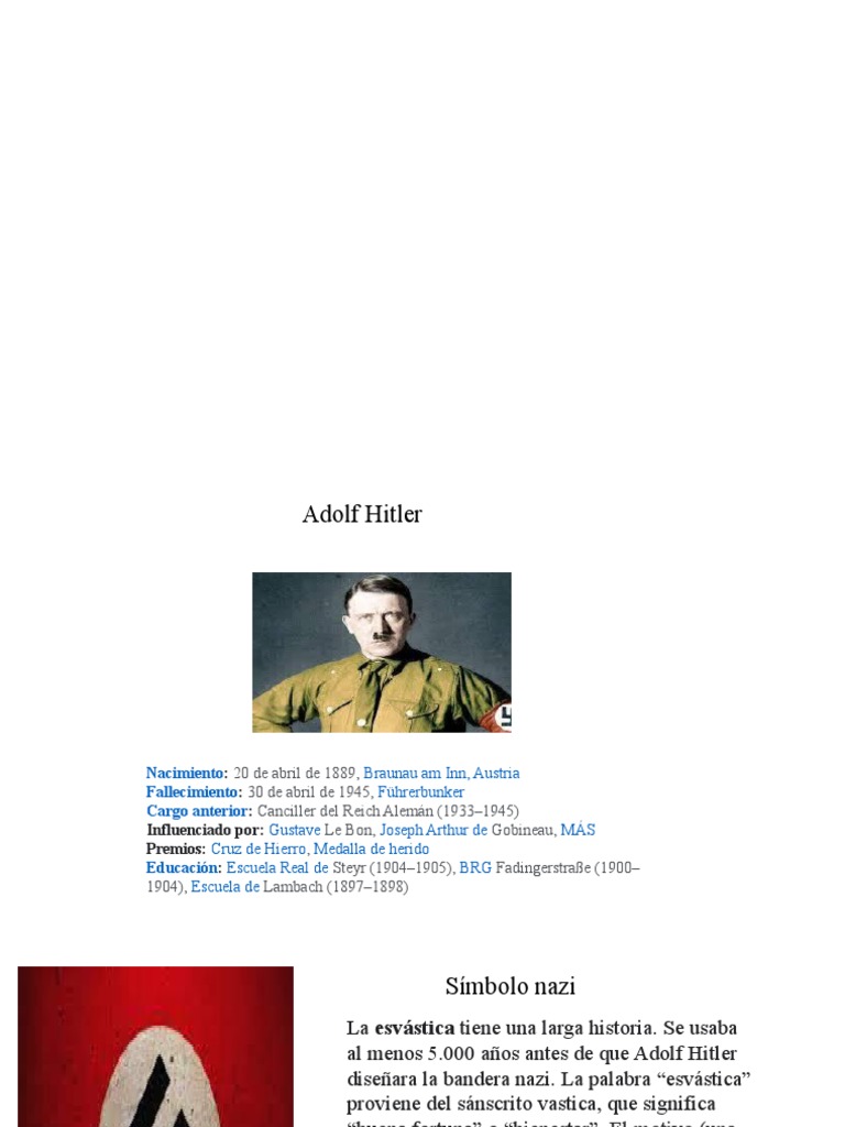 Nacimiento y legado de Adolf Hitler | PDF | Alemania nazi | Adolf Hitler