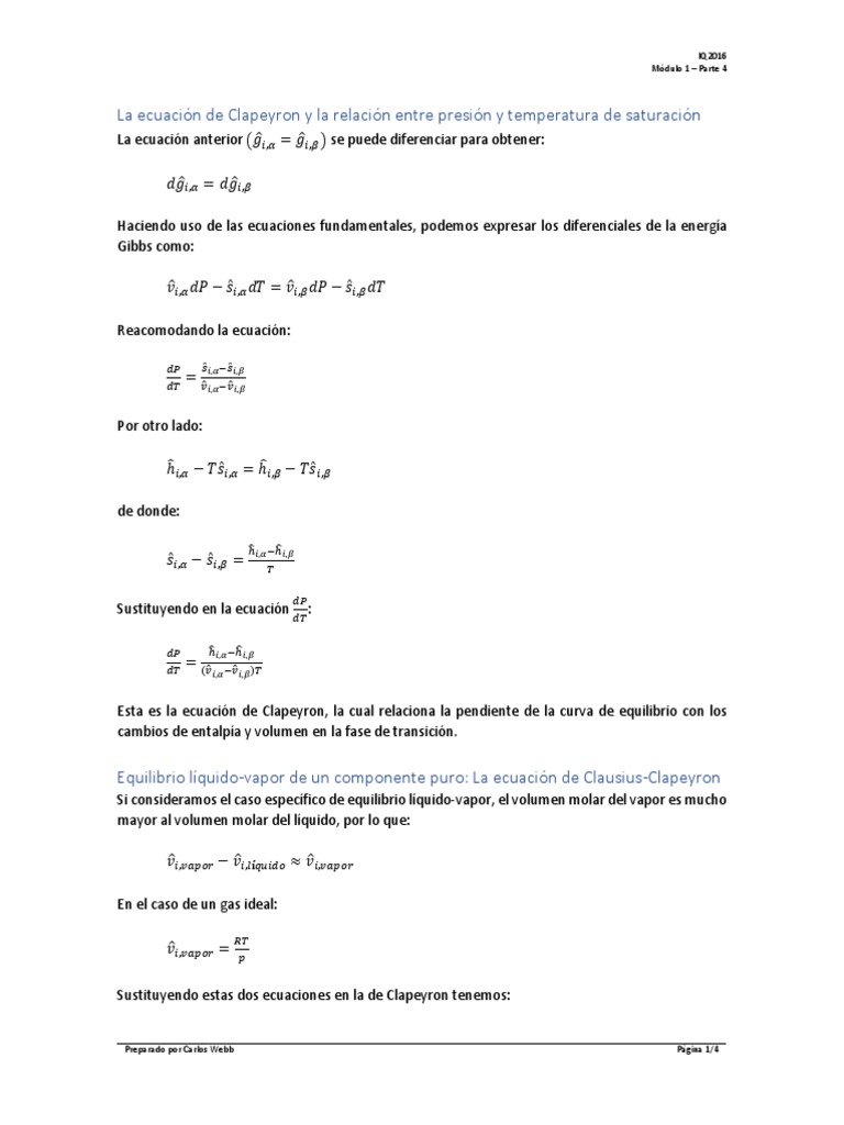 Módulo 1 Parte 4 v1 Equilibrio de Fases | PDF | Cantidades fisicas | Mecánica de Medios Continuos