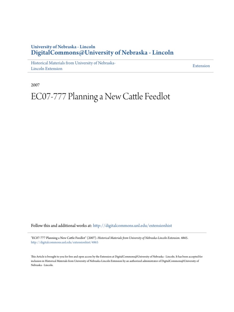 EC07-777 Planning A New Cattle Feedlot | PDF | Road | Cattle