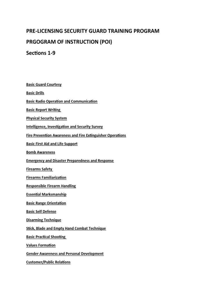 PLTC Poi | PDF | Security Guard | First Aid