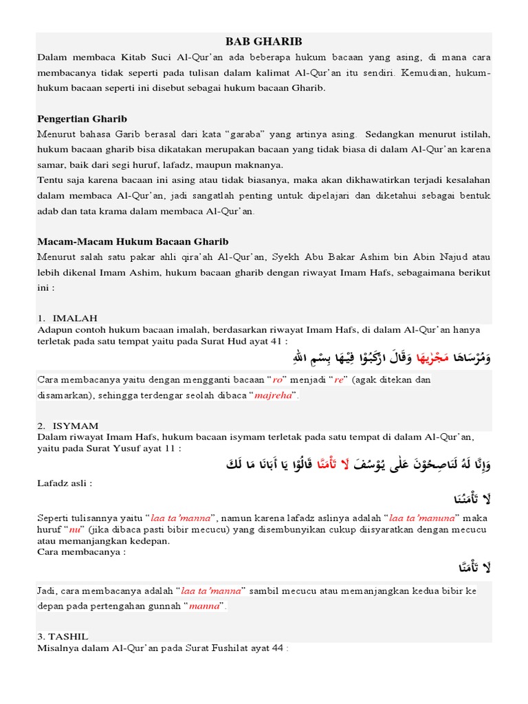 GHARIB Dalam Membaca ALQURAN | PDF