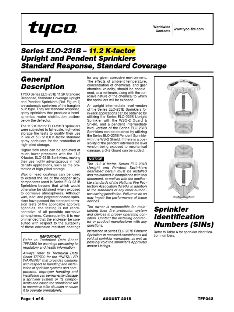 Sprinkler-Tyco-Ex5985 | PDF | Fire Sprinkler System | Building Engineering
