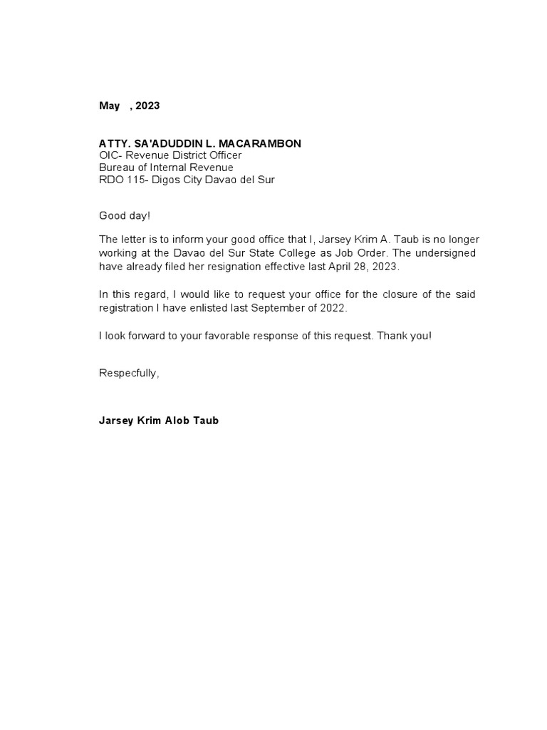 BIR Letter | PDF