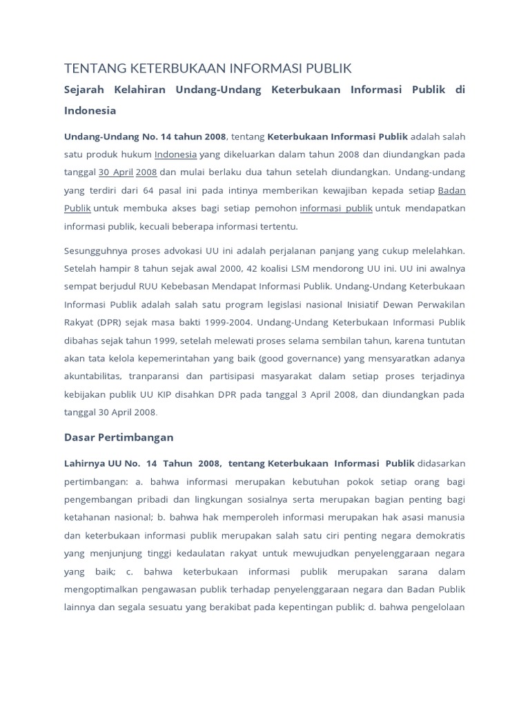 Tentang Keterbukaan Informasi Publik | PDF | Ilmu Sosial