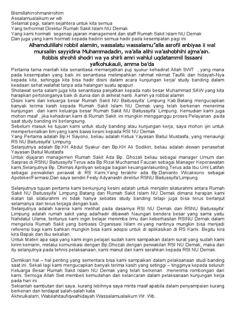 Sambutan Study Banding | PDF