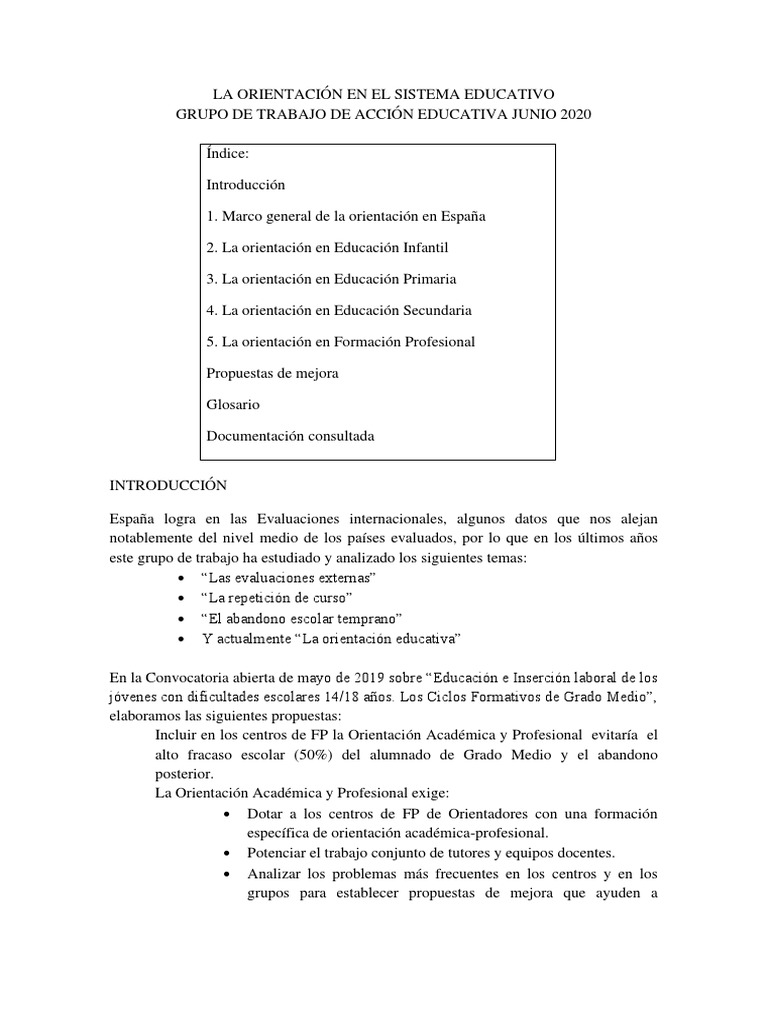 LA ORIENTACIÓN EN EL SISTEMA EDUCATIVO 12 de Junio Convertido 1 | PDF | Enseñando | Maestros