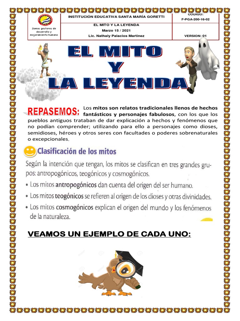 Mitos y Leyendas: Ejemplos y Tareas | PDF | Leyendas | Folklore