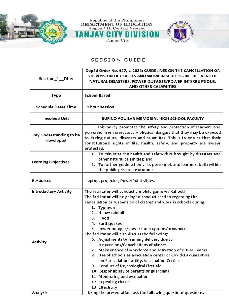 Session Guide | PDF | Learning | Natural Disasters