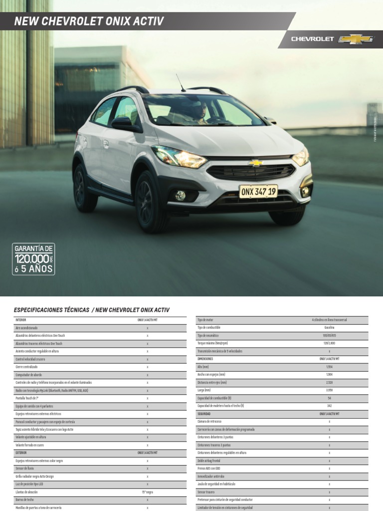 Ficha Técnica Chevrolet Onix Activ 2019 | PDF | Industria automotriz ...