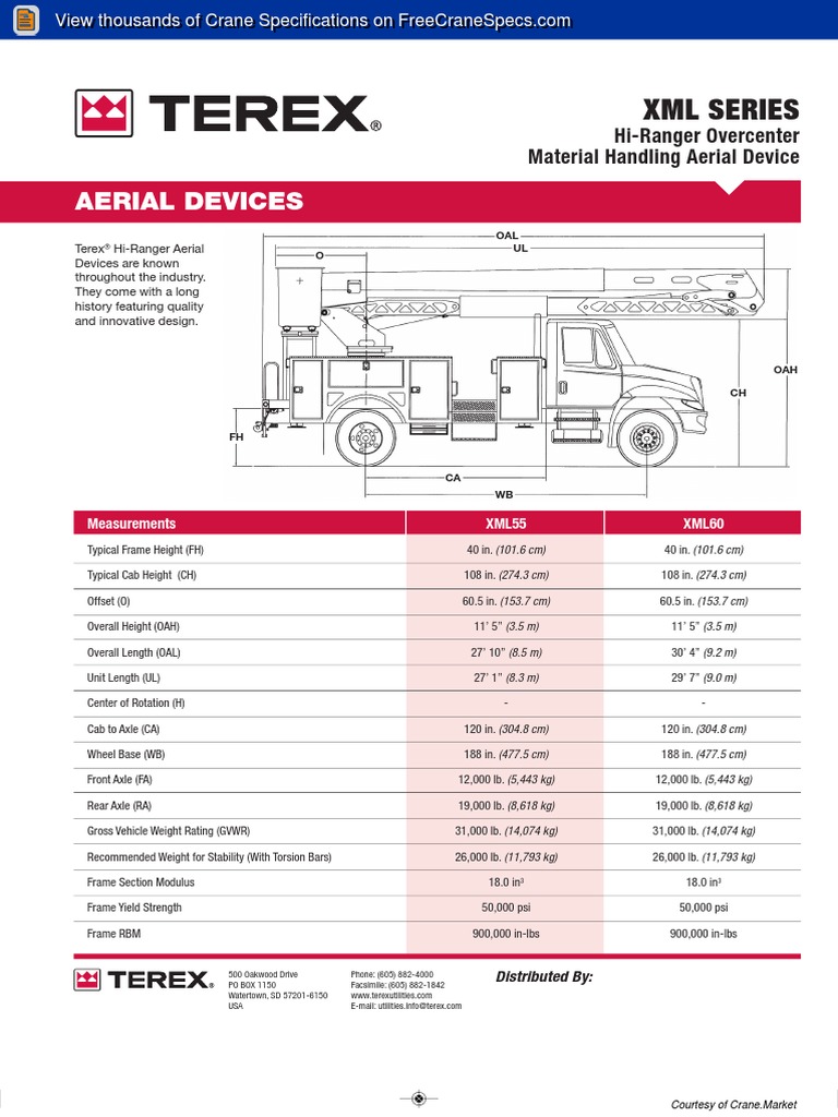 Especificaciones Terex Hi - Ranger | PDF | Crane (Machine) | Vehicles