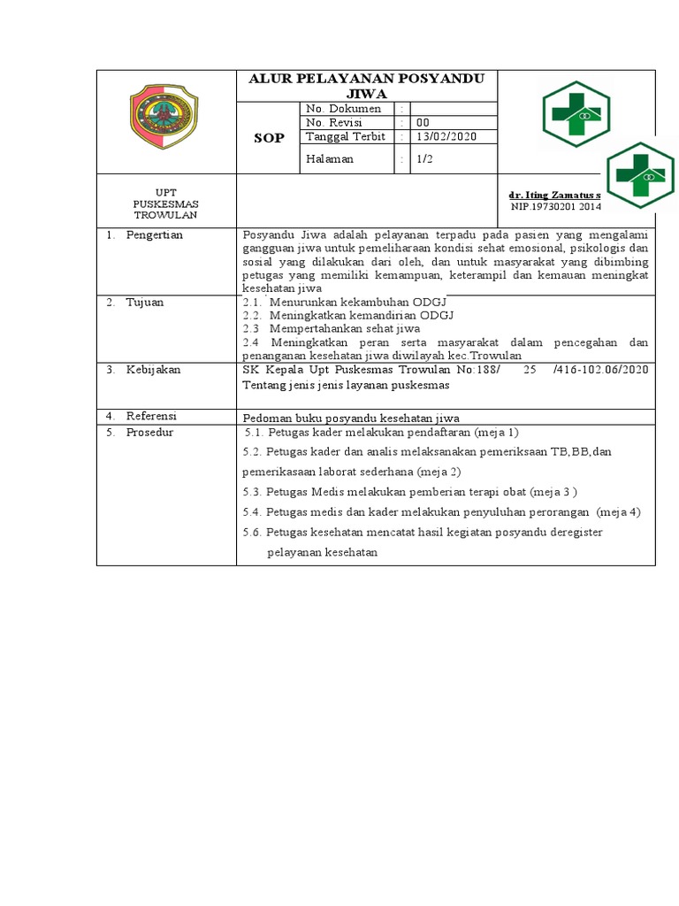 Sop Alur Pelayanan Posyandu Jiwa | PDF Sop Alur Pelayanan Posyandu Jiwa | PDF