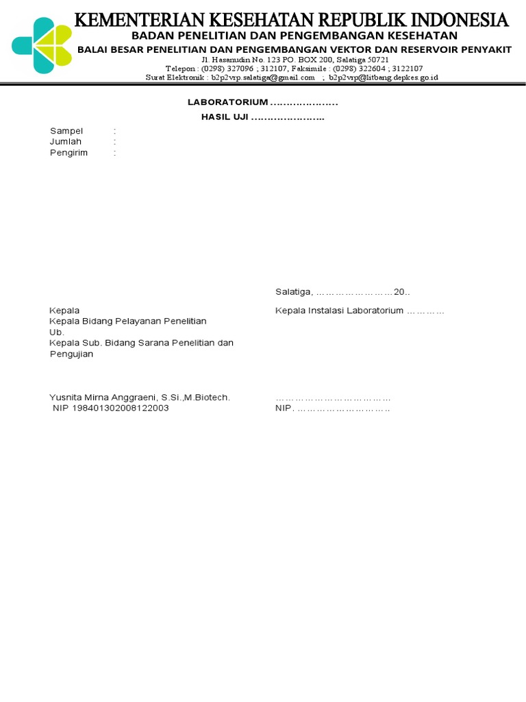 Template Hasil Uji Laboratorium | PDF