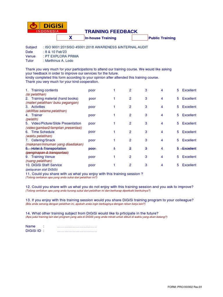 Feedback Form | PDF