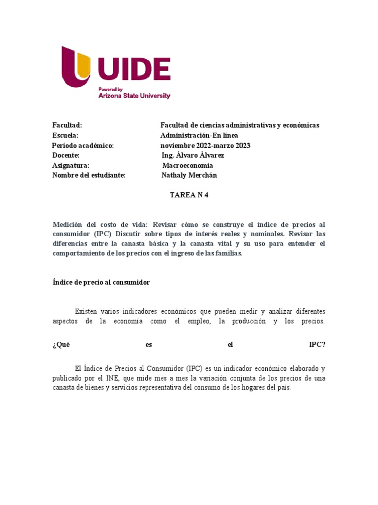 Tarea N 4 Macro | PDF | Costo de la vida | Interés