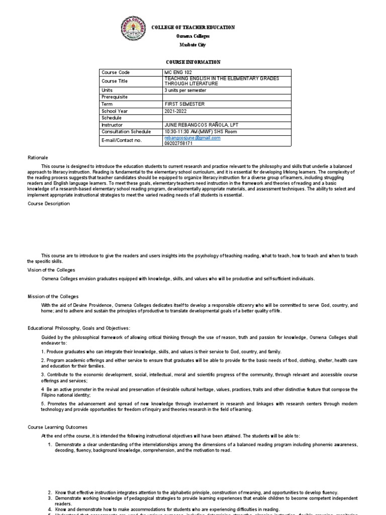 MC Eng 102 Syllabus | Download Free PDF | Reading Comprehension | Knowledge