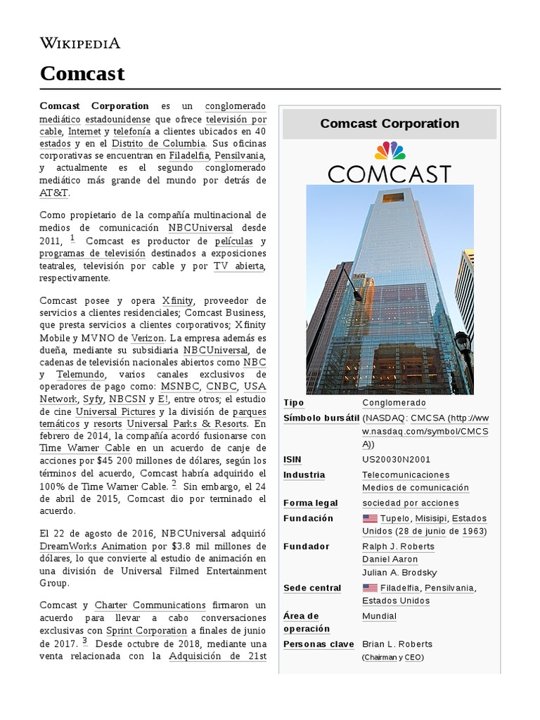 Comcast | PDF | Comcast | Telecomunicaciones