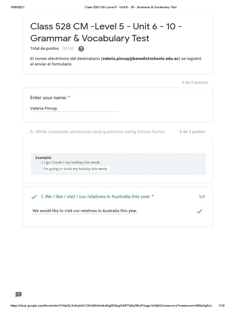 Class 528 CM - Level 5 - Unit 6 - 10 - Grammar & Vocabulary Test | PDF ...