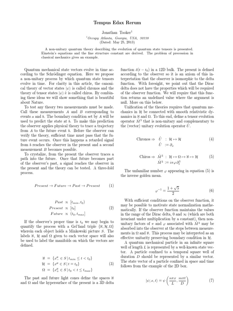 Tempus Edax Rerum | PDF | Quantum Mechanics | Plane (Geometry)