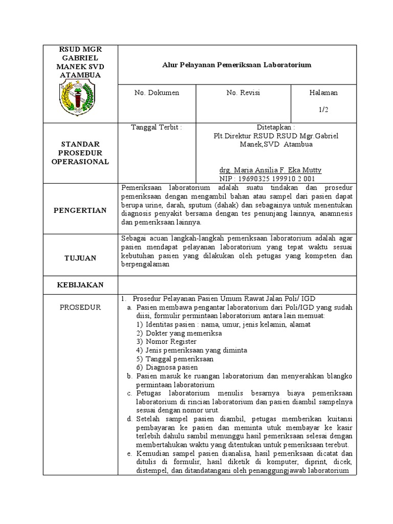 SOP Rujukan Pemeriksaan Lab. | PDF