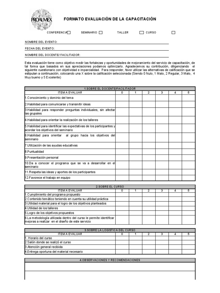 Evaluación Capacitación | PDF | Evaluación