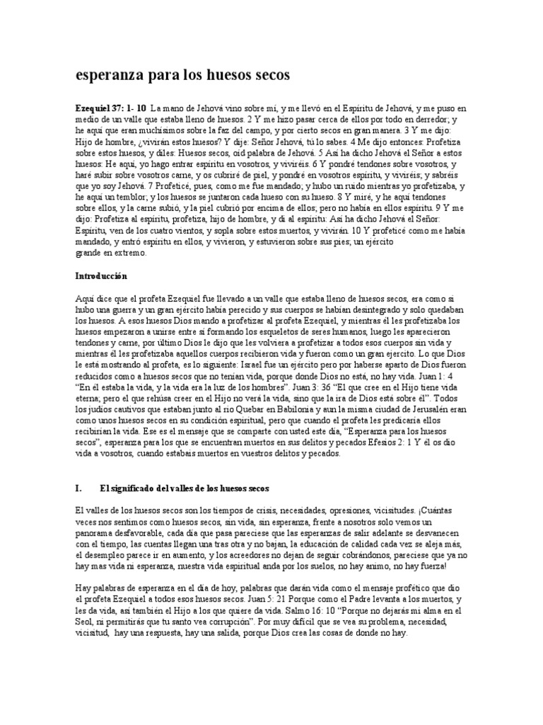 El Valle De Los Huesos Secos PDF Oraci n Jes s
