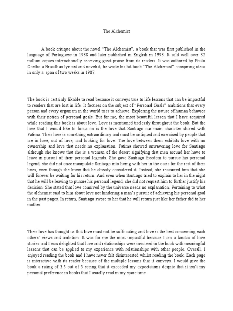 "The Alchemist: A Love and Life Critique" | PDF | Philosophy | Poetry