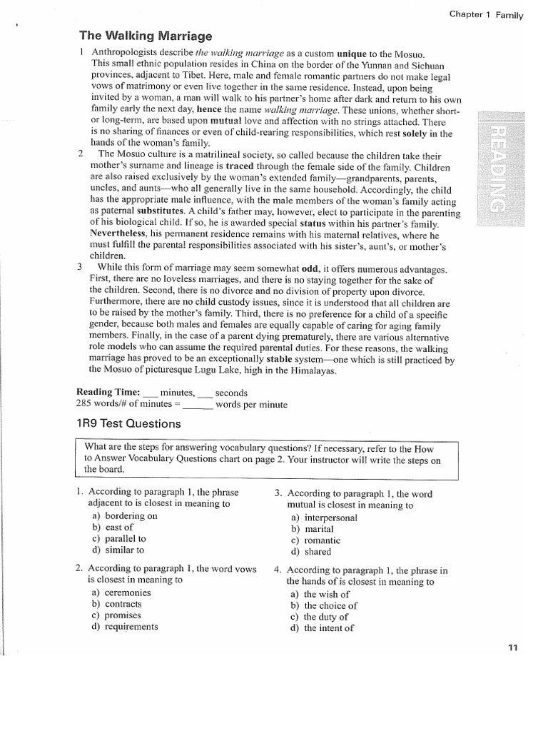 Week 1 Reading Practice (Vocabulary) 1 | PDF