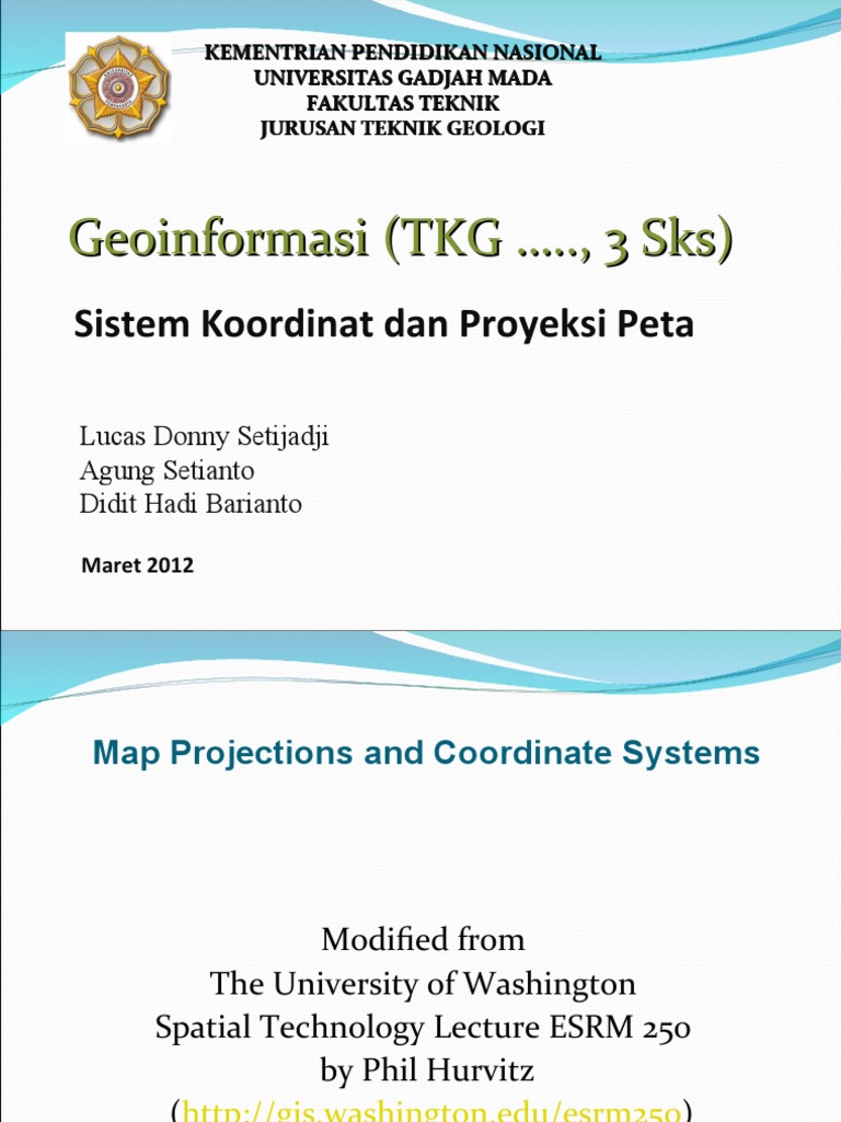 Kuliah 3 - Coordinate System - Map Projection | PDF | Latitude | Coordinate System