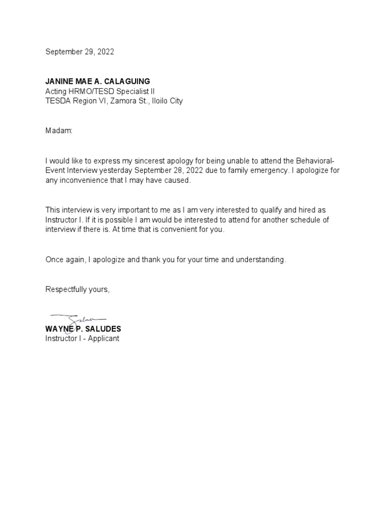 Apology Letter | PDF