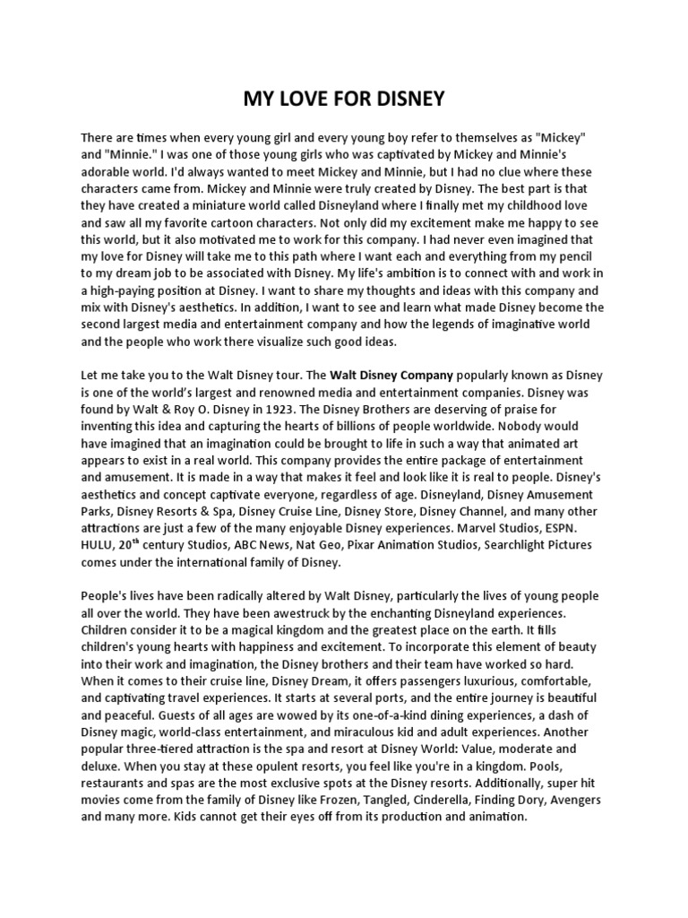 Writing Sample 2 | PDF | The Walt Disney Company | Disneyland