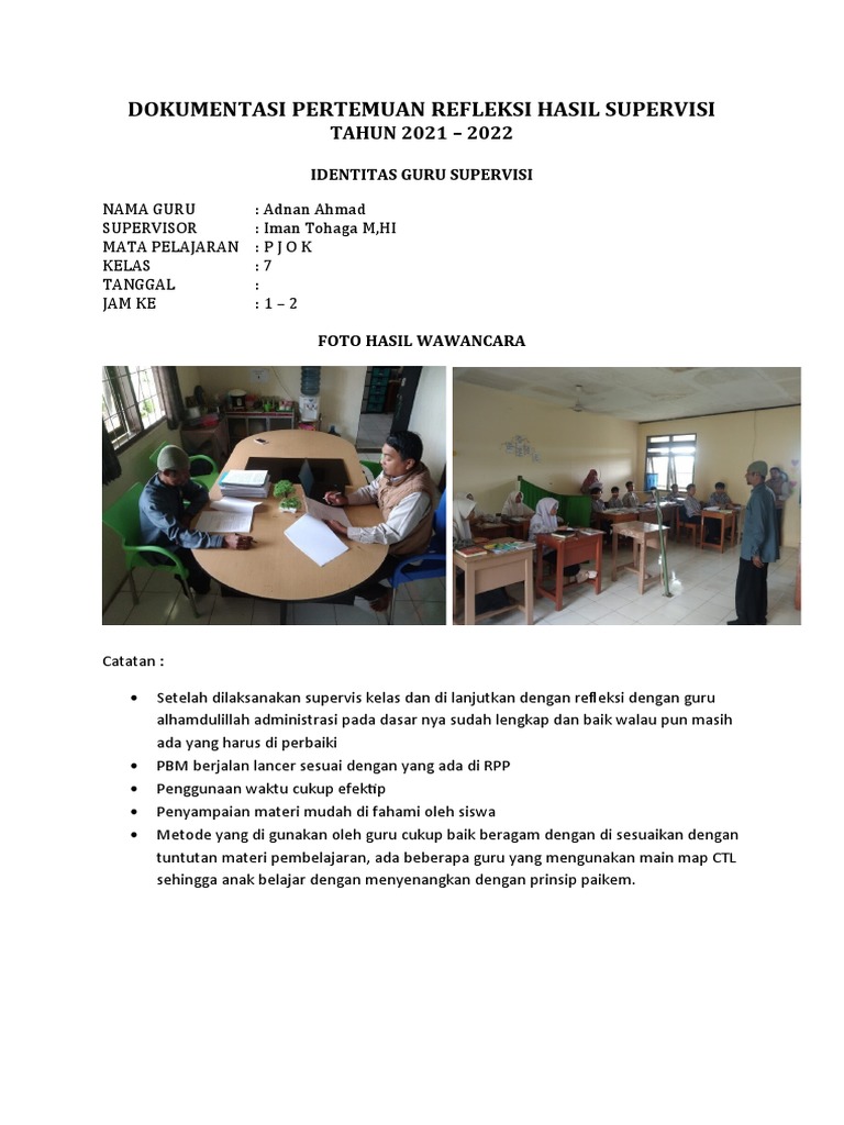3 Foto Pertemuan Refleksi Supervisi Hasil Supervisi Ok | PDF