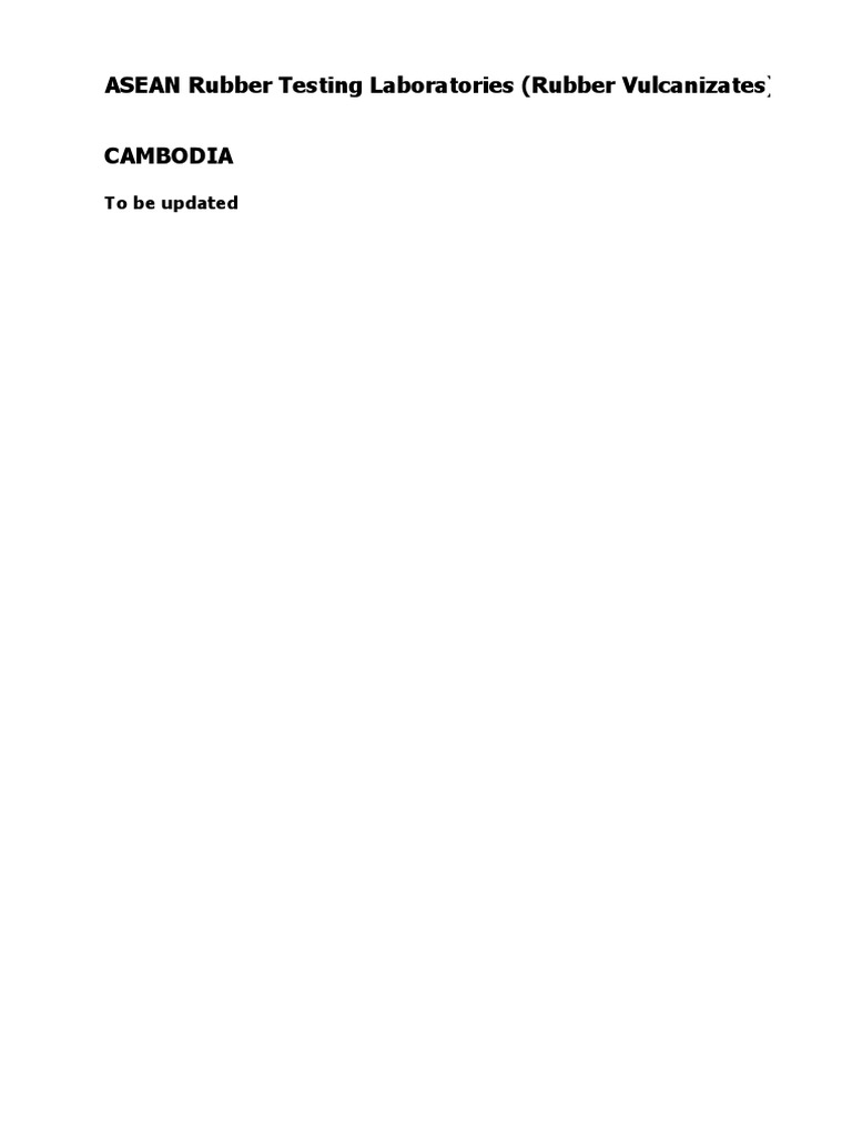 ASEAN Rubber Testing Laboratories For Rubber Vulcanizates | PDF ...