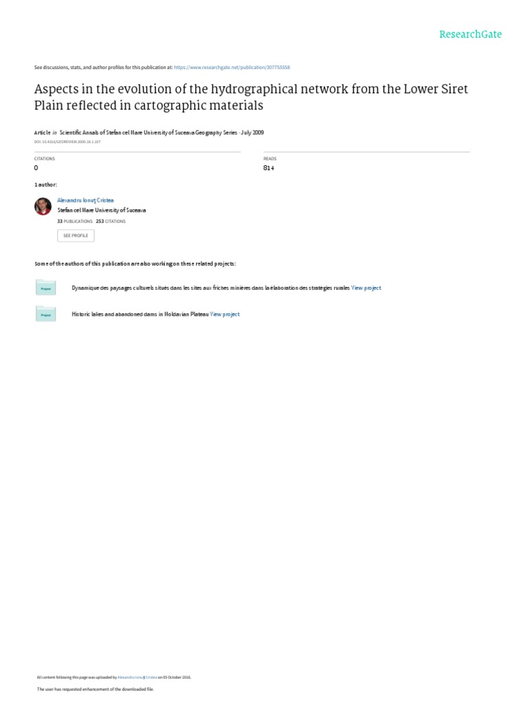 Tracing the Evolution of the Hydrographic Network in the Lower Siret ...