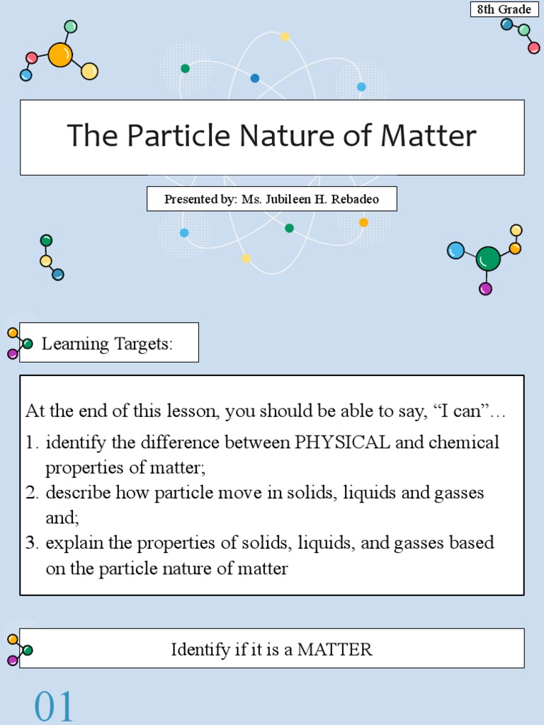 Particle Nature of Matter for Grade 8 | PDF | Matter | Gases